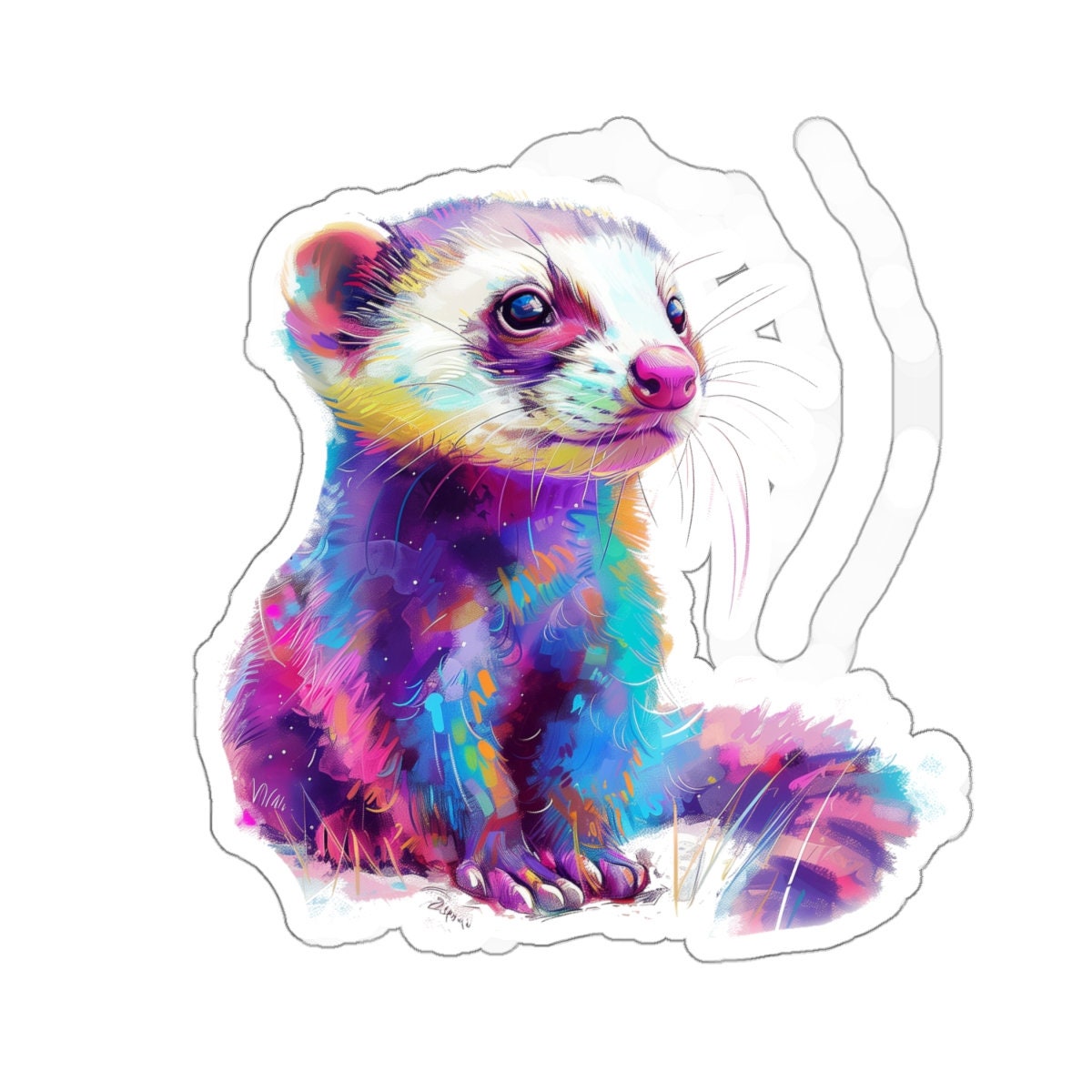 Lisa Frank Inspired Ferret Sticker Decals in Whimsical Style Cute ...