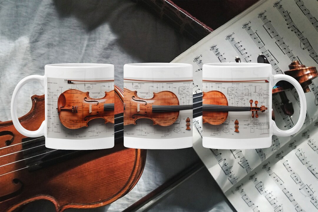 Violin Schematic Coffee Mug, Musical Instrument Design Cup, Unique Gift ...