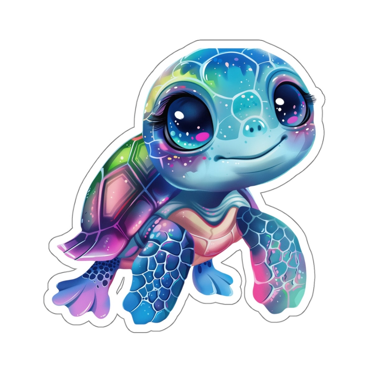 Magical Sea Turtle Lisa Frank Style Kiss Cut Sticker - Etsy