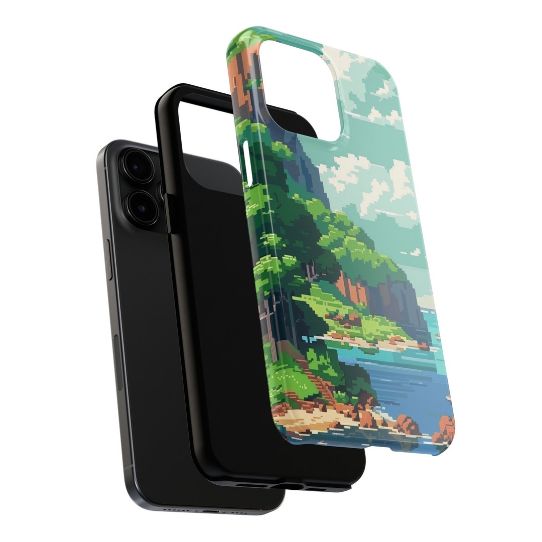 Pixel Art Video Game Landscapes Phone Case, Retro Gaming Pixelated ...