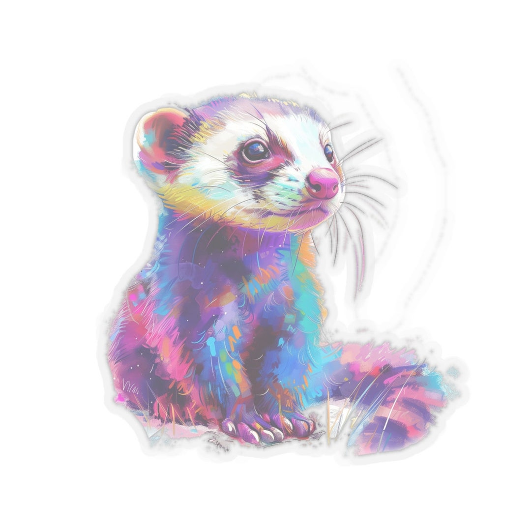 Lisa Frank Inspired Ferret Sticker Decals in Whimsical Style Cute ...