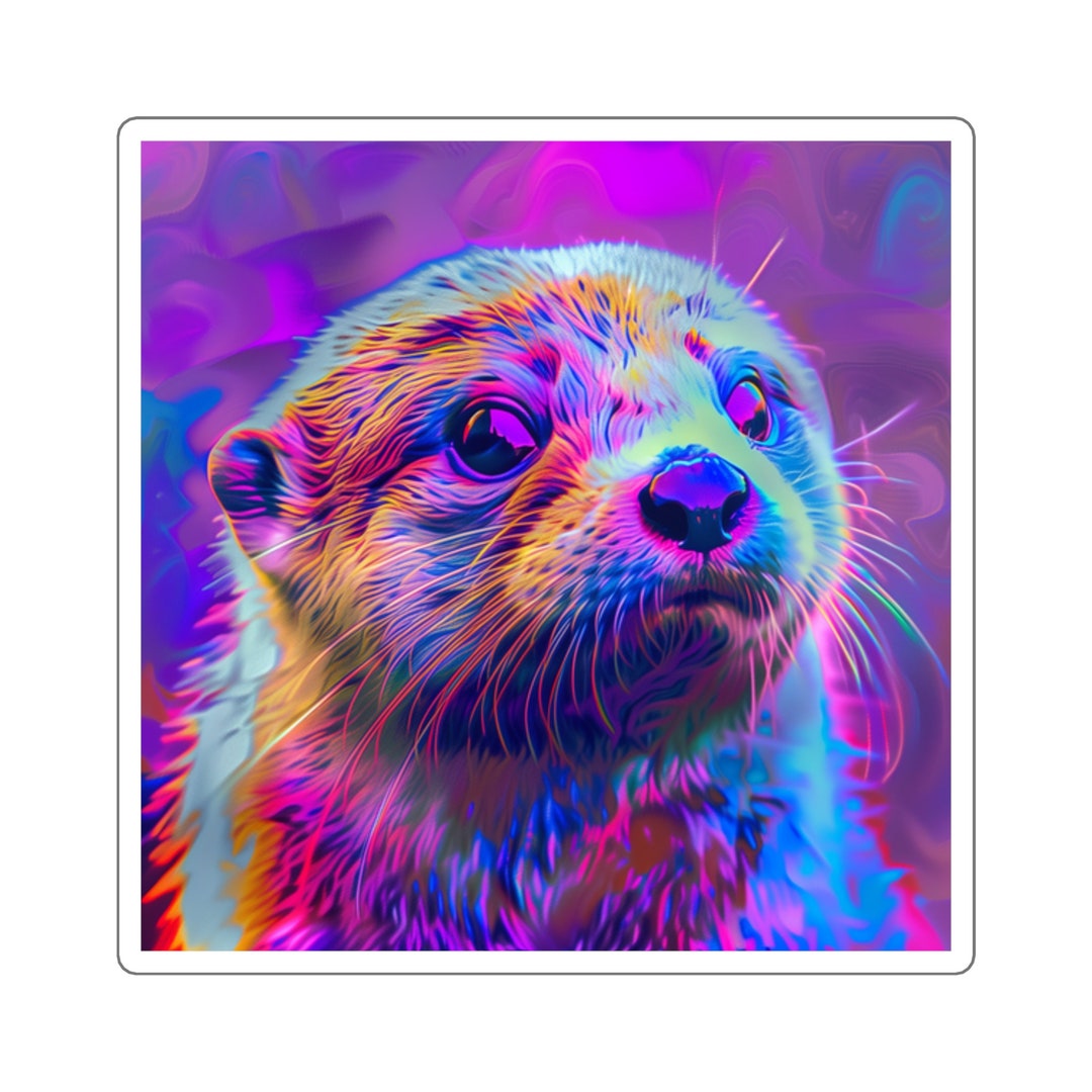 Lisa Frank Style Dreamy Otter Square Cut Sticker - Etsy