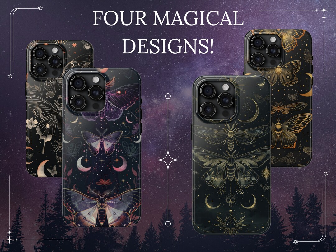 Celestial Dark Academia Phone Case, Magical Moth Vintage Witchcraft ...