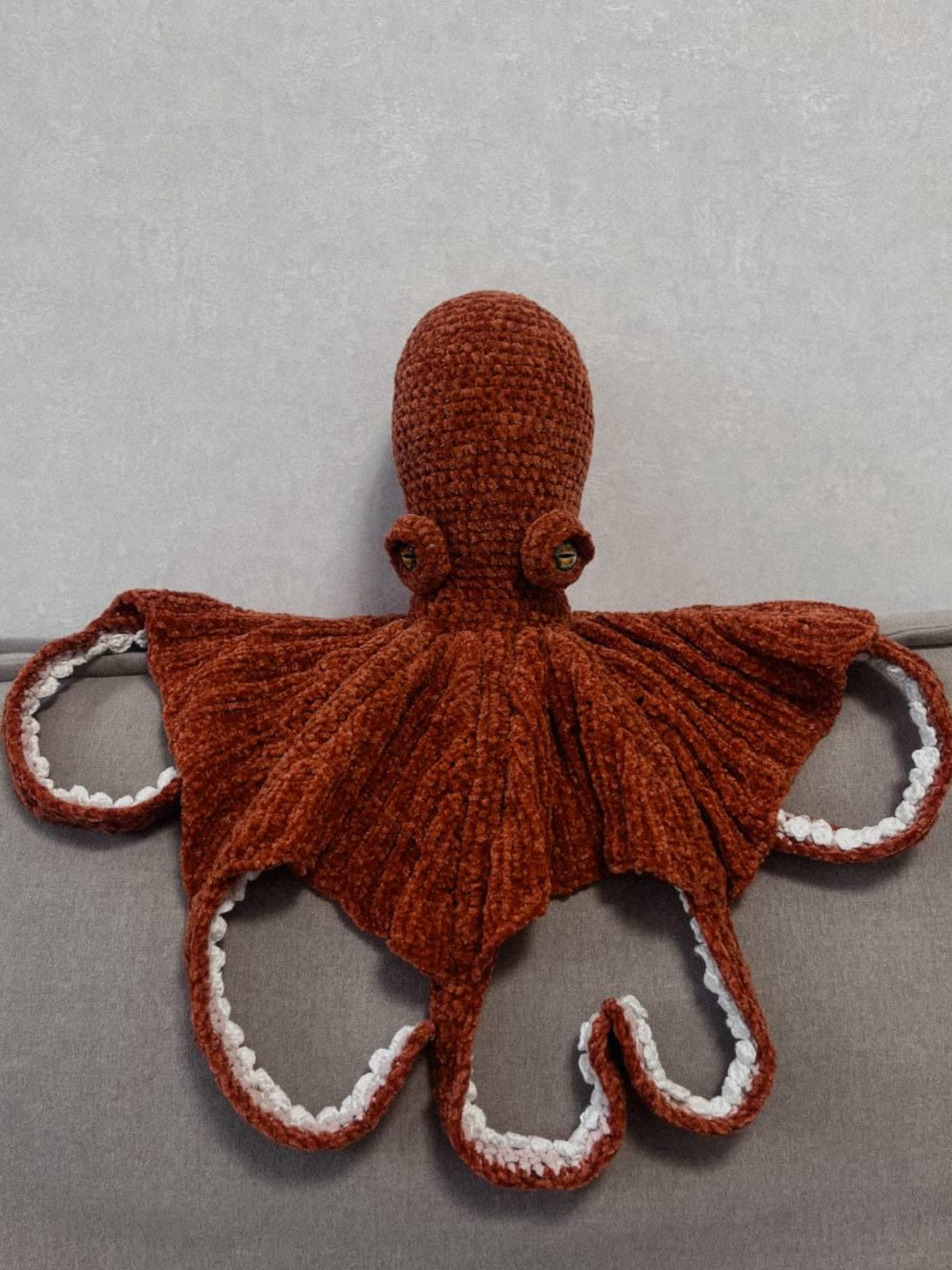 Large Knitted Orange Octopus, Giant Stuffed Octopus, Octopus Plush ...