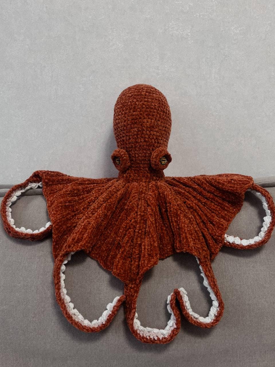 Large Knitted Orange Octopus, Giant Stuffed Octopus, Octopus Plush ...