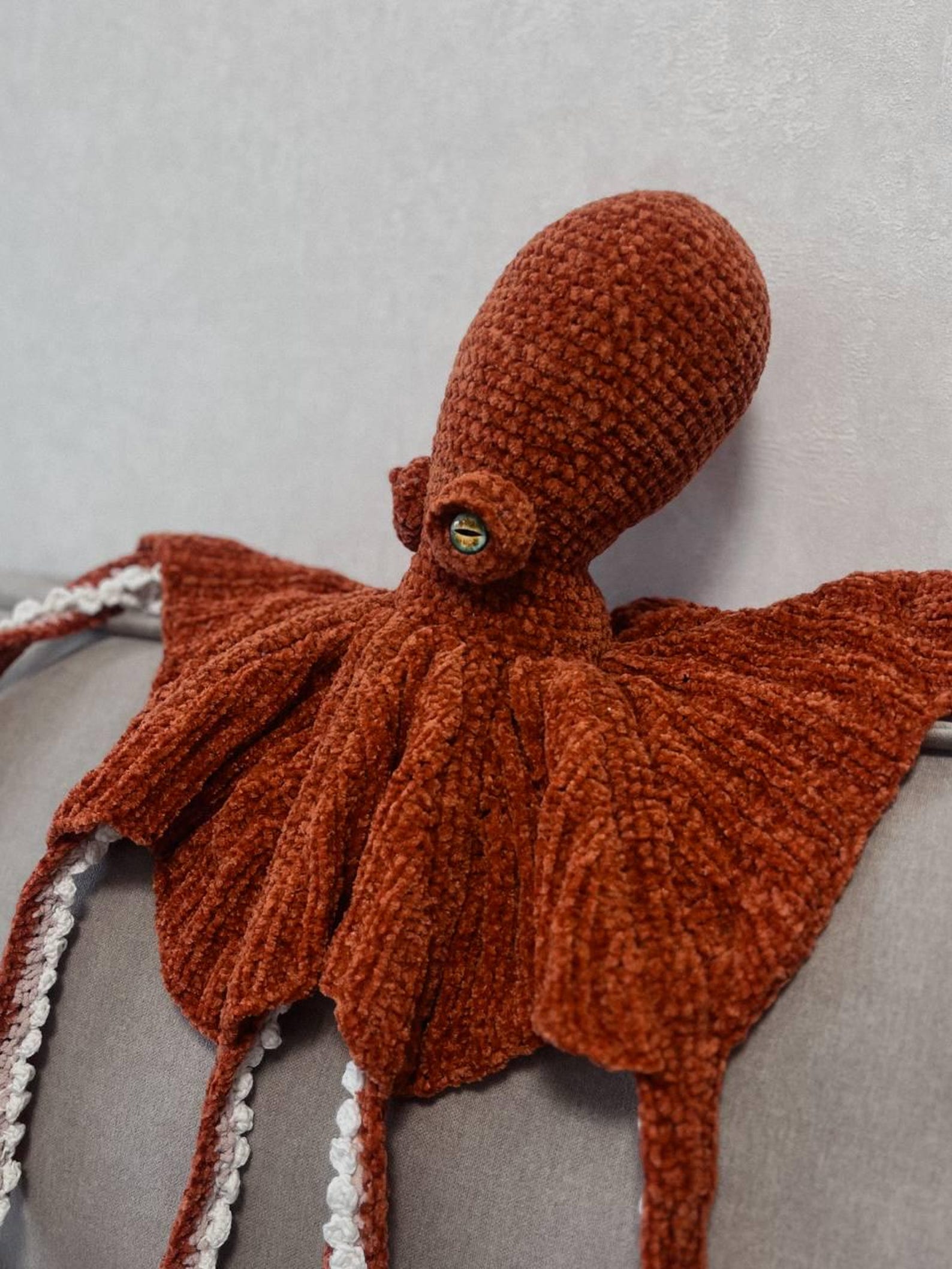 Large Knitted Orange Octopus, Giant Stuffed Octopus, Octopus Plush ...
