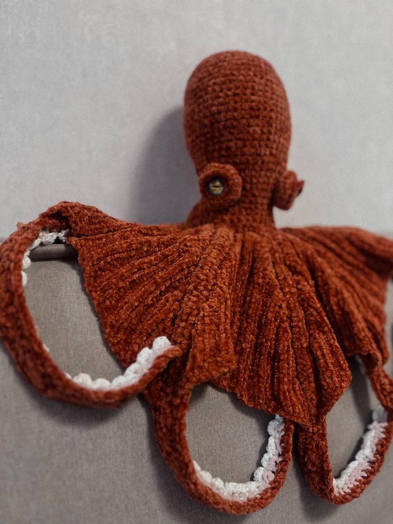 Large Knitted Orange Octopus, Giant Stuffed Octopus, Octopus Plush ...