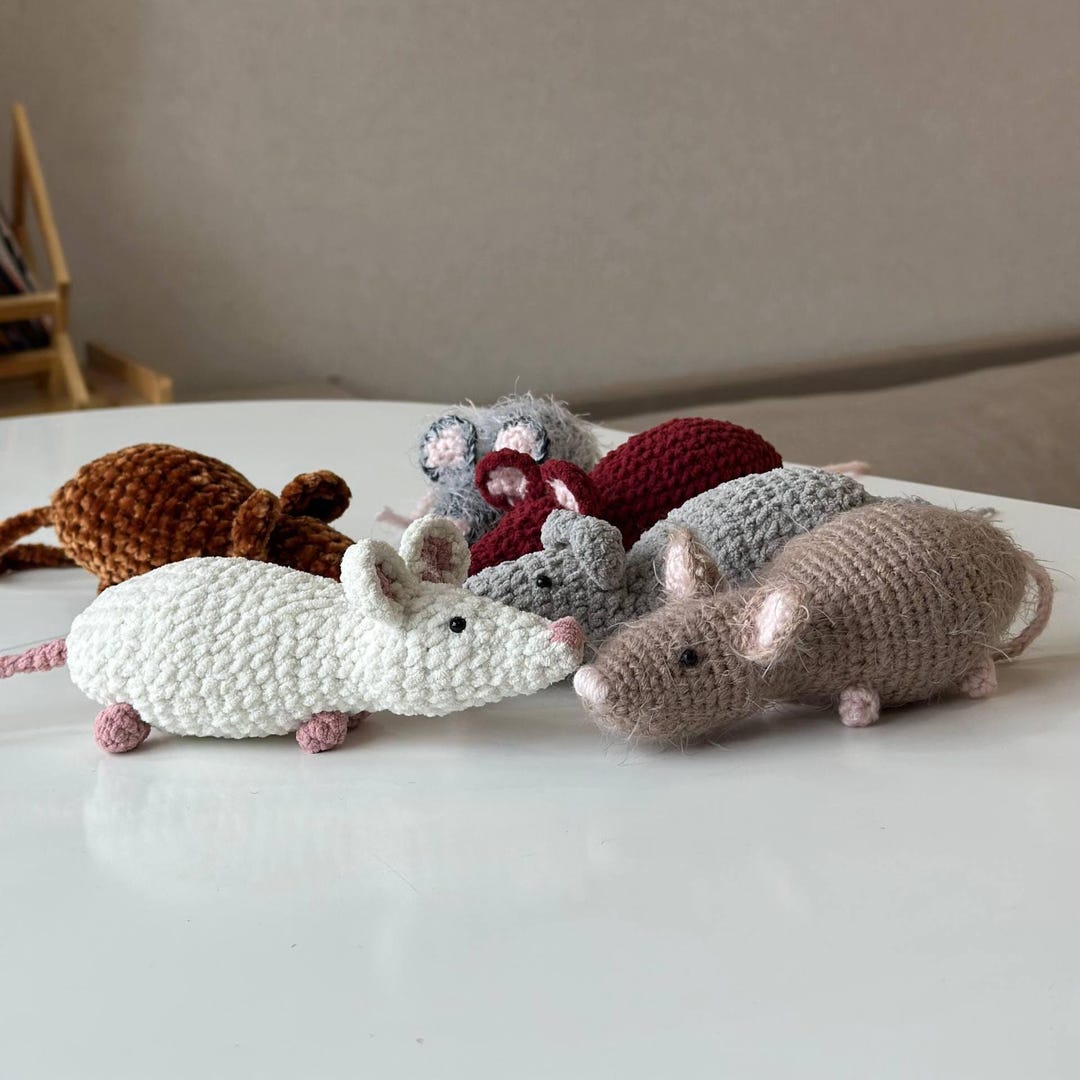 Realistic Amigurumi Rat Plush Toy With Heart, Handmade Stuffed Animal ...