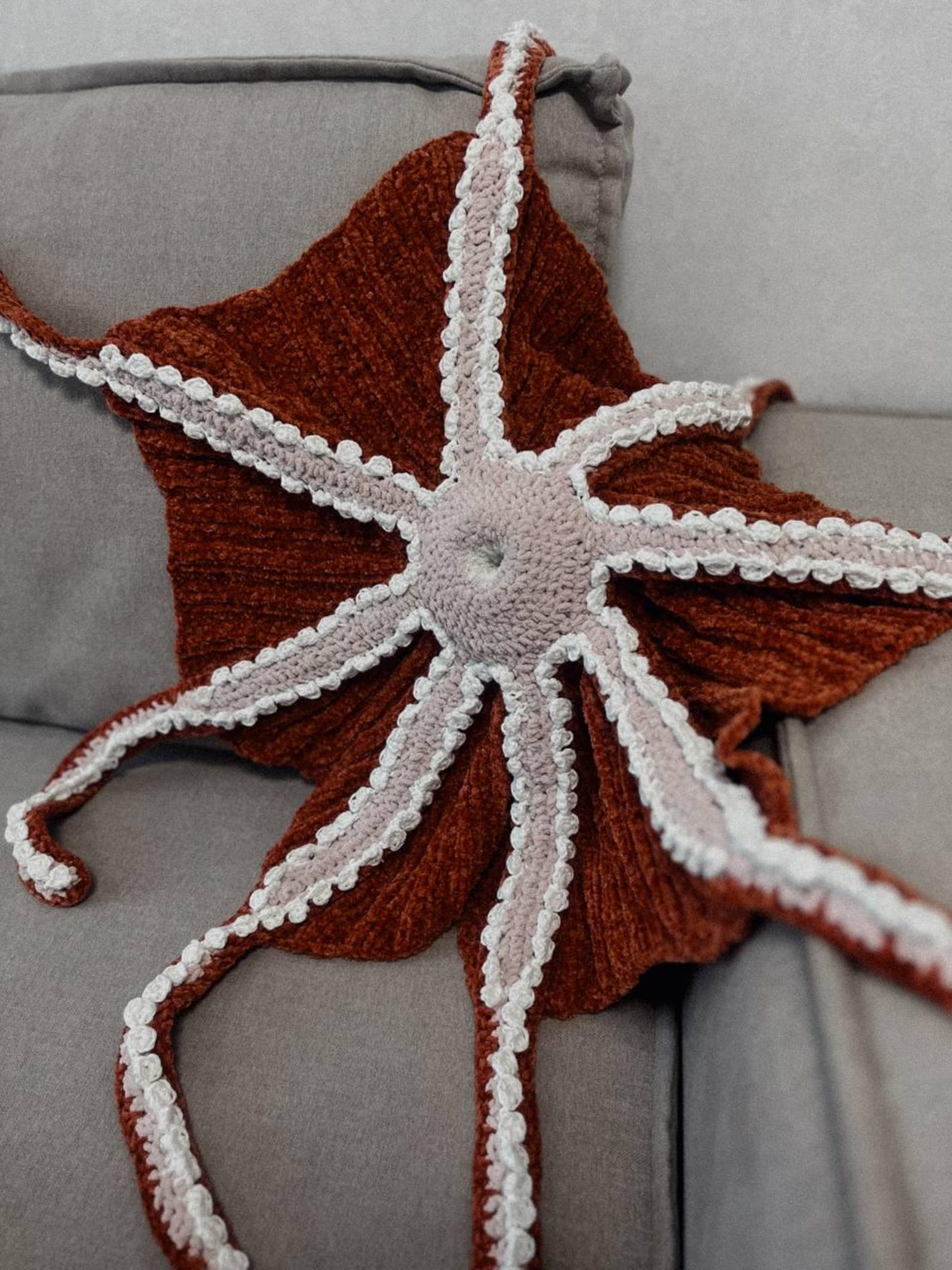 Large Knitted Orange Octopus, Giant Stuffed Octopus, Octopus Plush ...