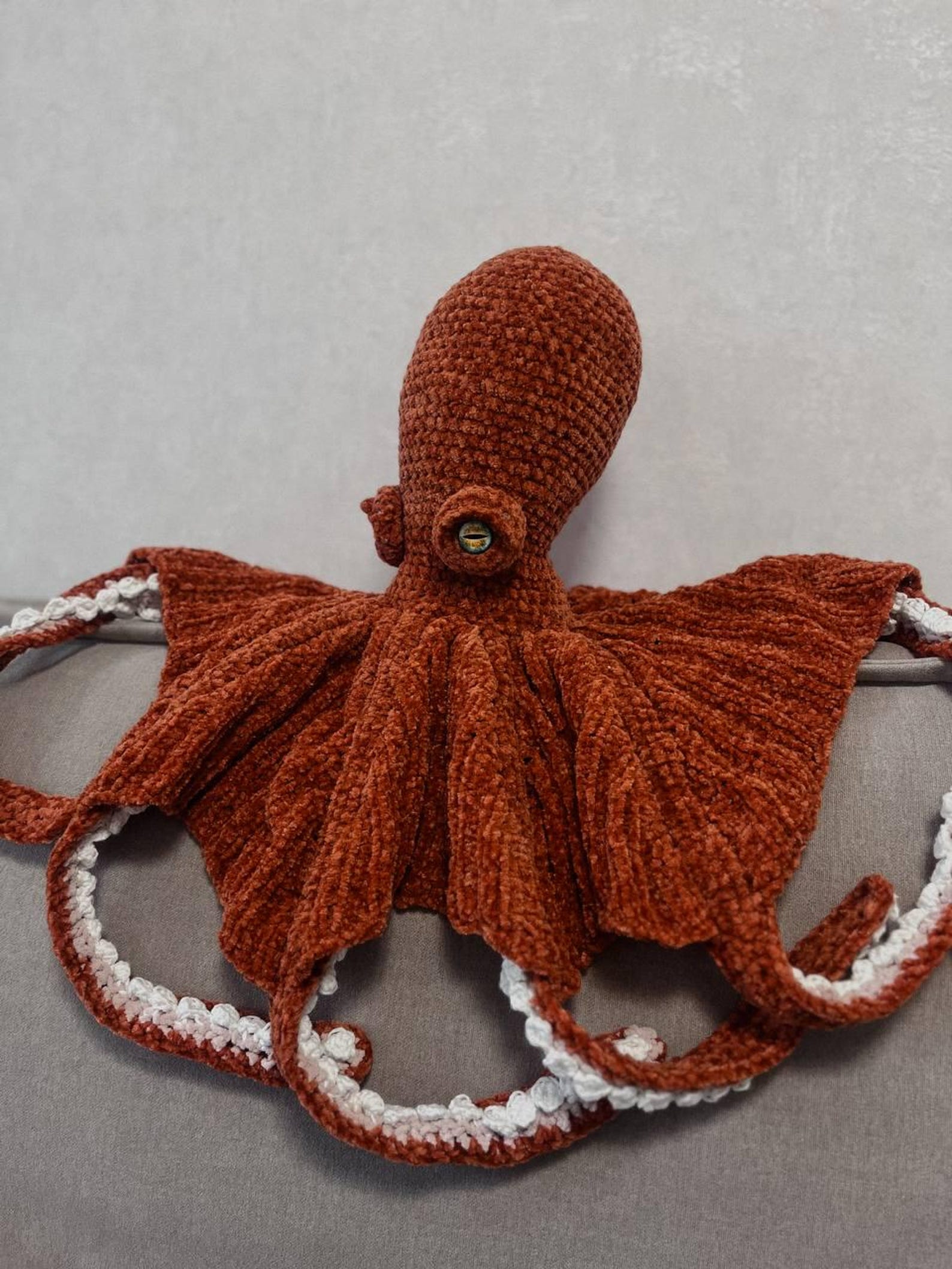 Large Knitted Orange Octopus, Giant Stuffed Octopus, Octopus Plush ...