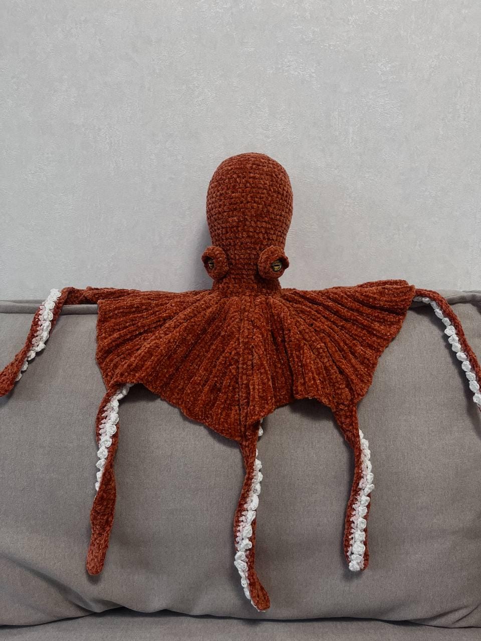 Large Knitted Orange Octopus, Giant Stuffed Octopus, Octopus Plush ...