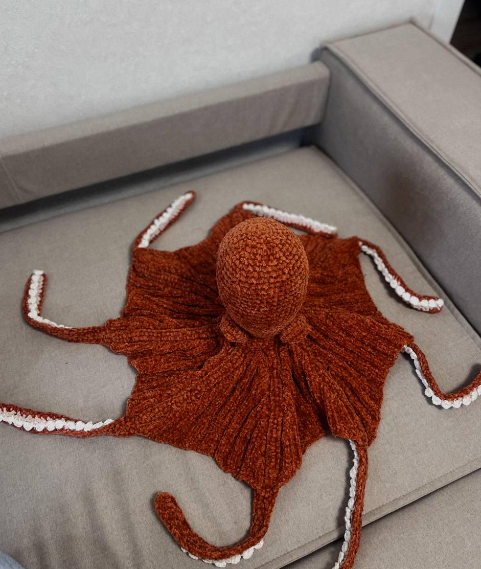 Large Knitted Orange Octopus, Giant Stuffed Octopus, Octopus Plush ...