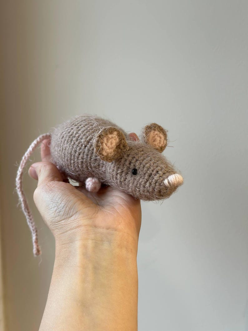 Realistic Amigurumi Rat Plush Toy With Heart, Handmade Stuffed Animal ...