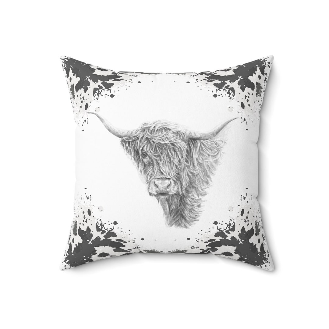 Highland Cow Faux Suede Square Pillow - Etsy