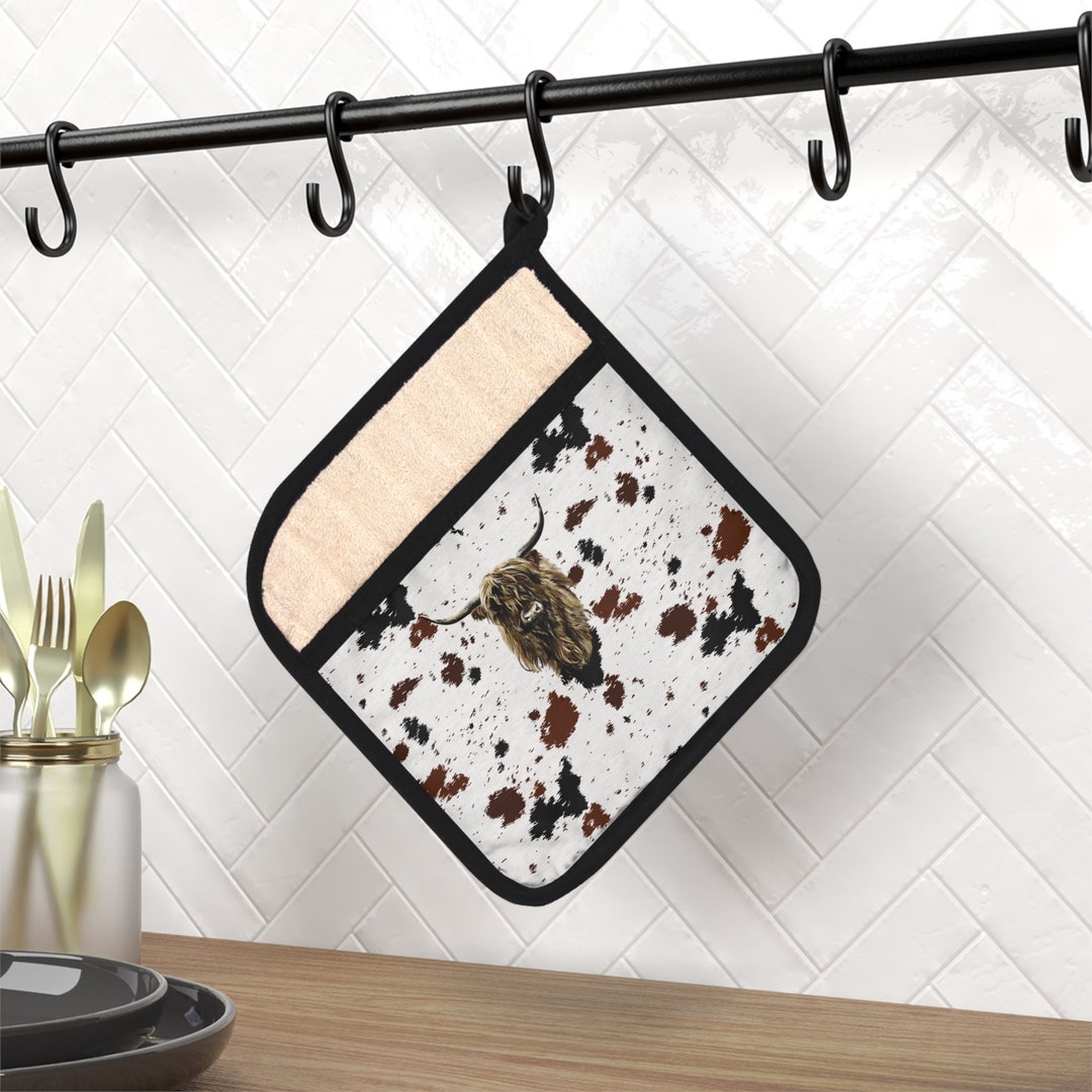 Cow Hide Pot Holder With Pocket - Etsy