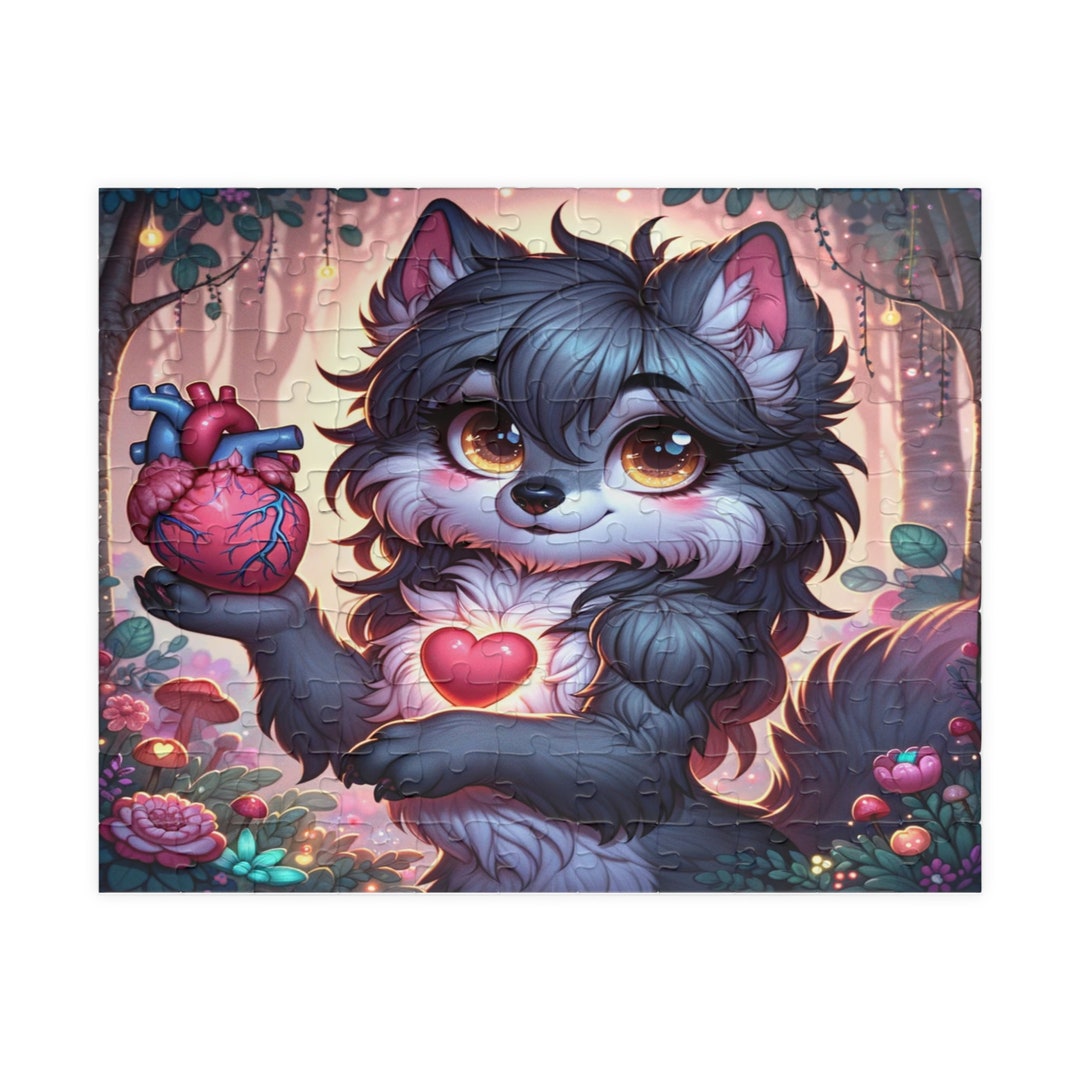 Chibi Werewolf Heart Valentine Cute Puzzle 110, 252, 520, 1014-piece - Etsy