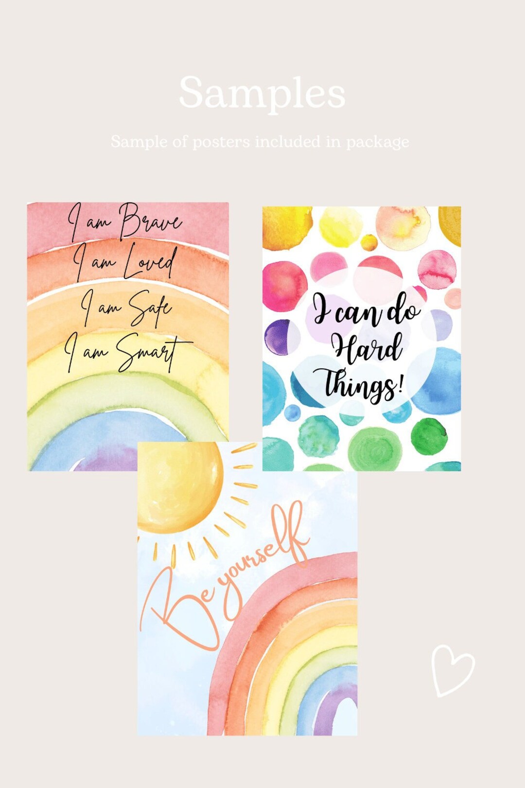 Digital Download Poster Package Rainbow Children's Affirmations ...
