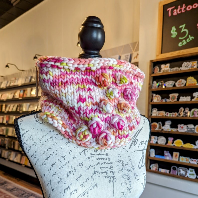 Hand Knit Bobble Cowl | Merino Wool | Hand-painted Yarn | Natural Fiber ...