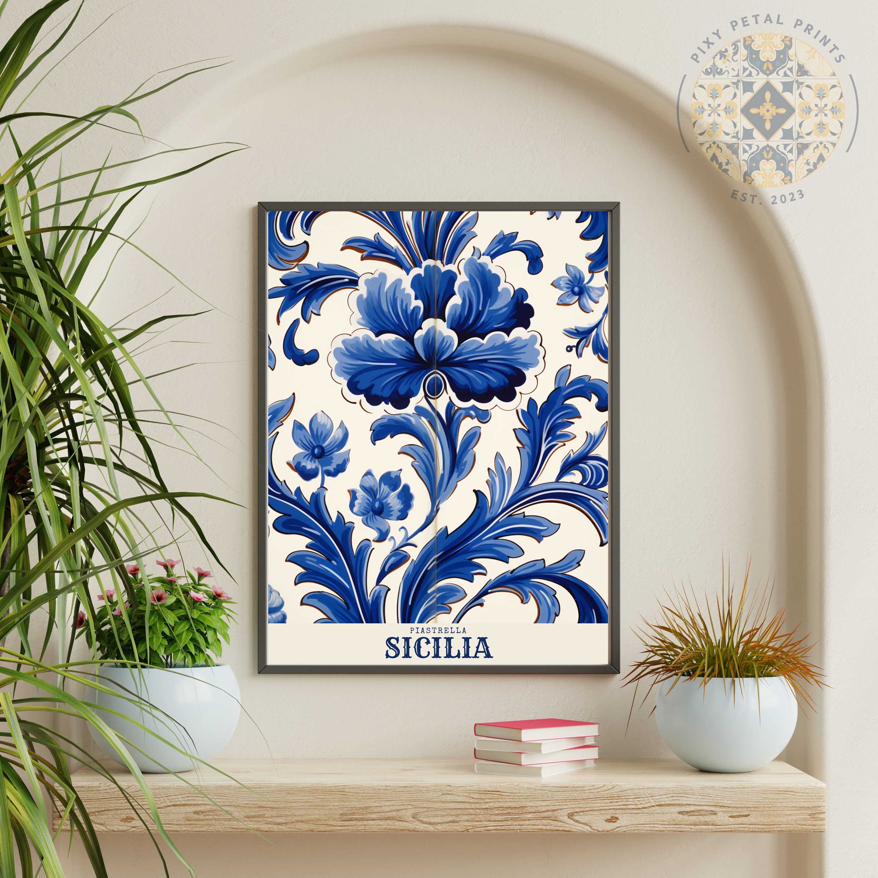 Italy Print Sicilian Tile Mediterranean Print Trendy Posters Wall Art ...