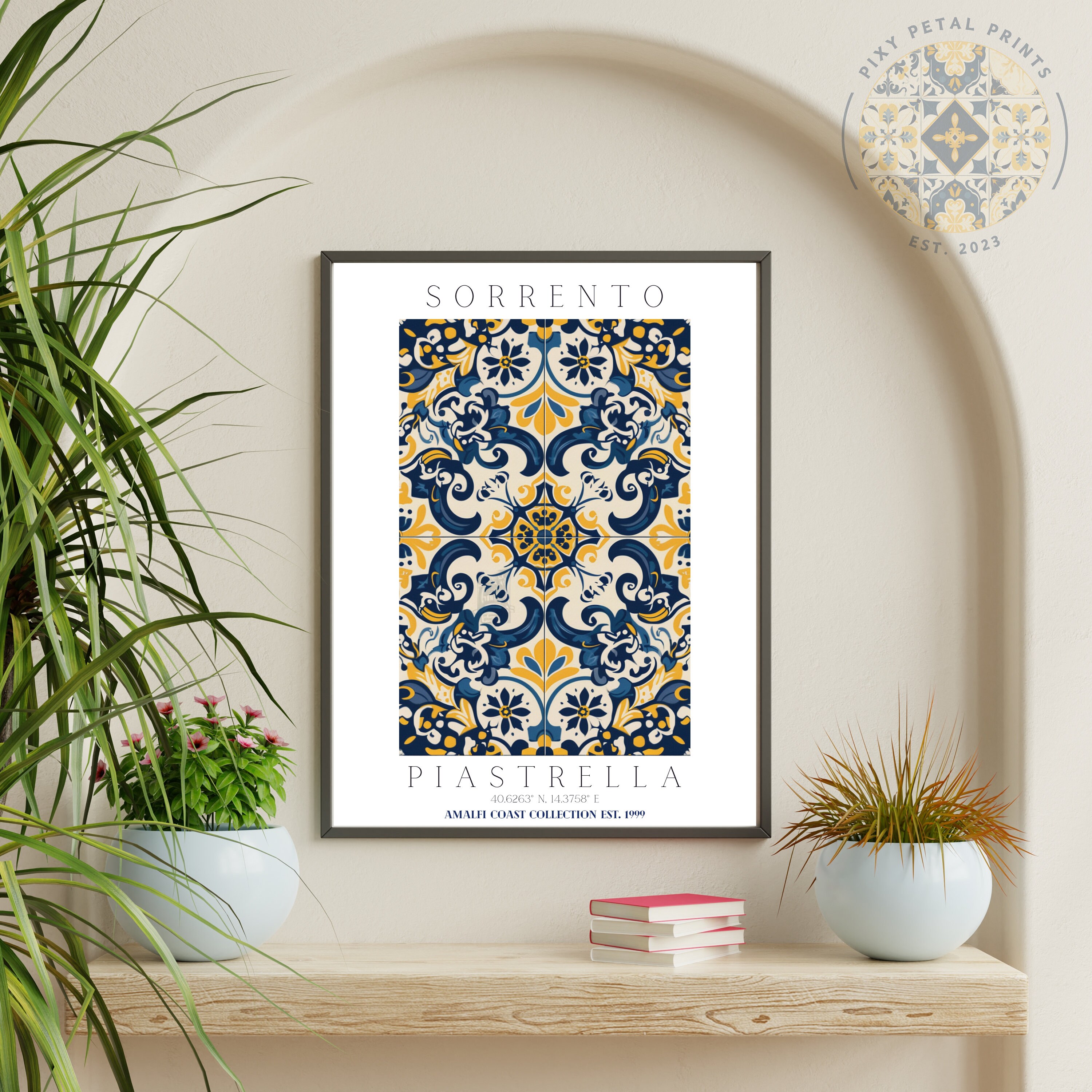 Amalfi Coast Art Italian Tile Poster Mediterranean Print Sorrento Print ...