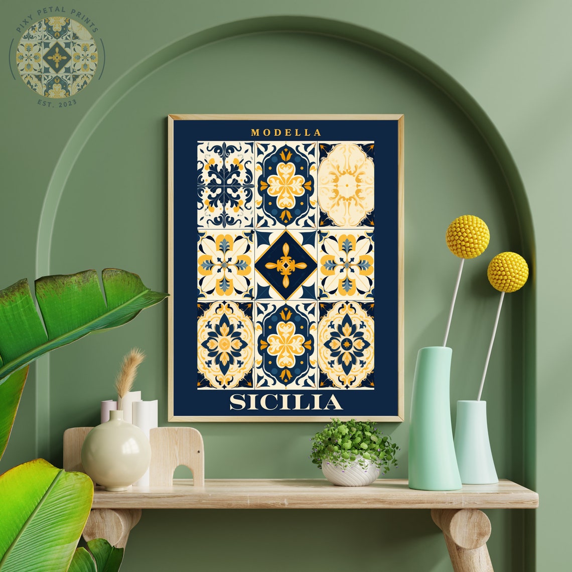 Italy Print Sicilian Tile Mediterranean Print Trendy Posters Wall Art ...