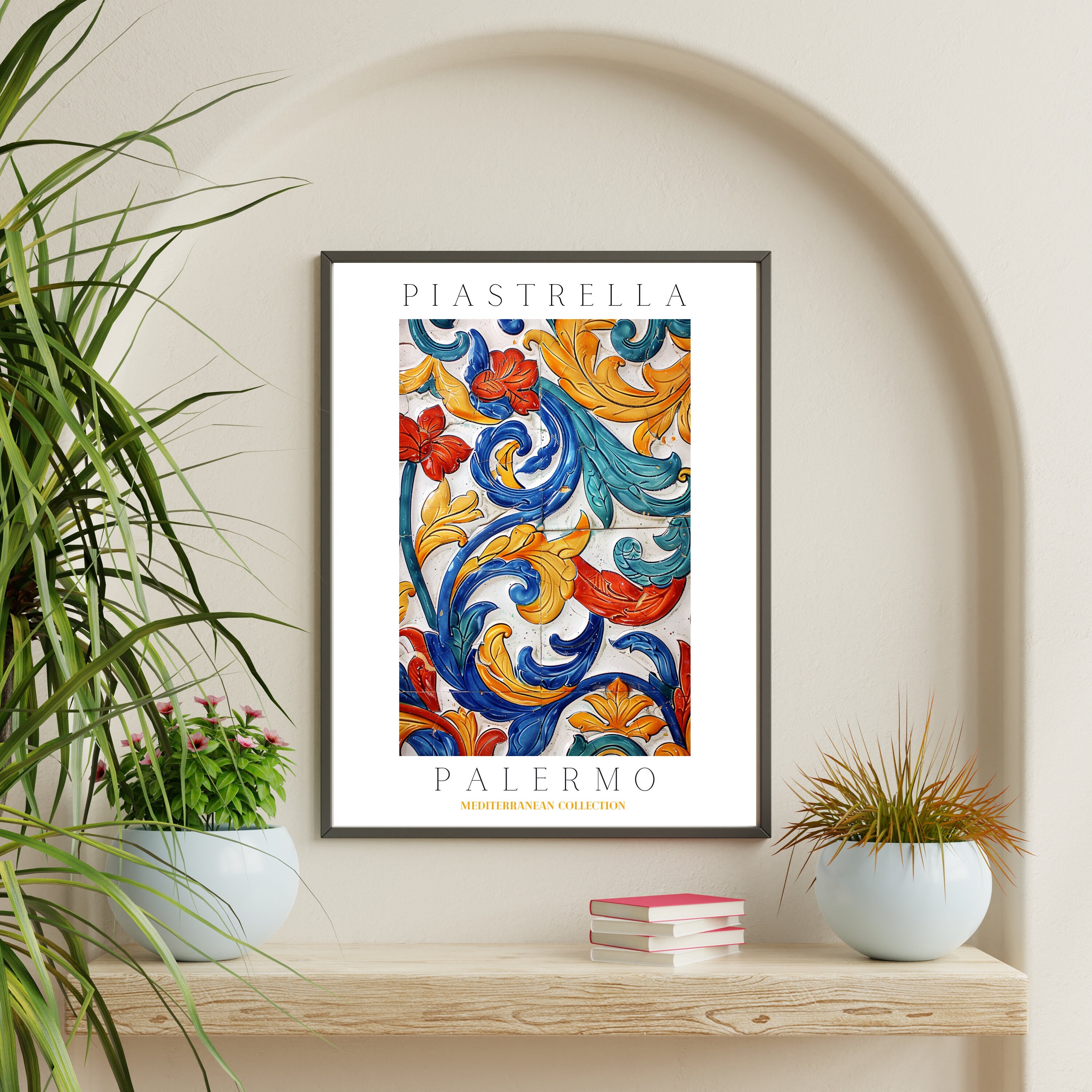 Vintage Floral Print Majolica Print Ornate Wall Art Sicilian Tiles ...
