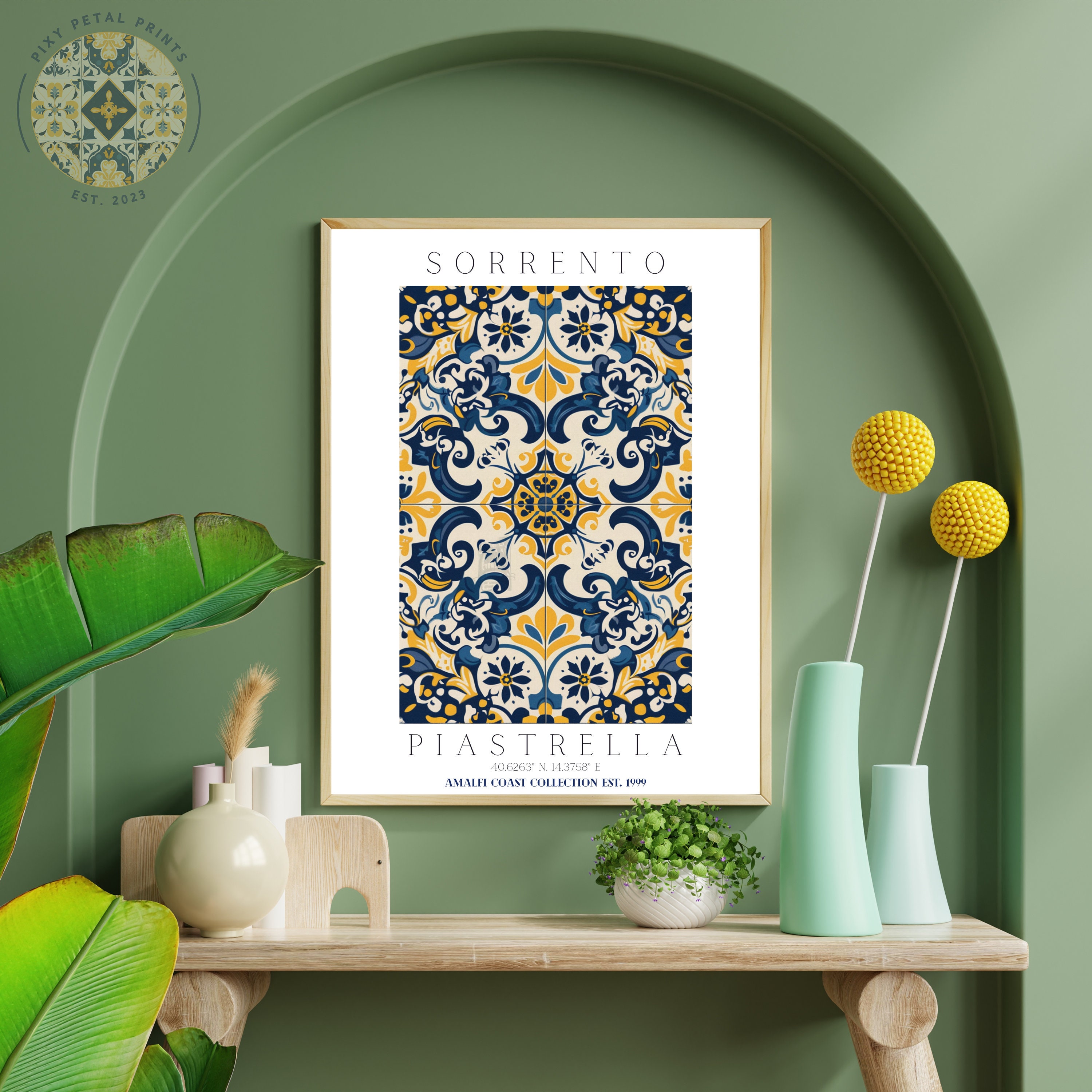 Amalfi Coast Art Italian Tile Poster Mediterranean Print Sorrento Print ...