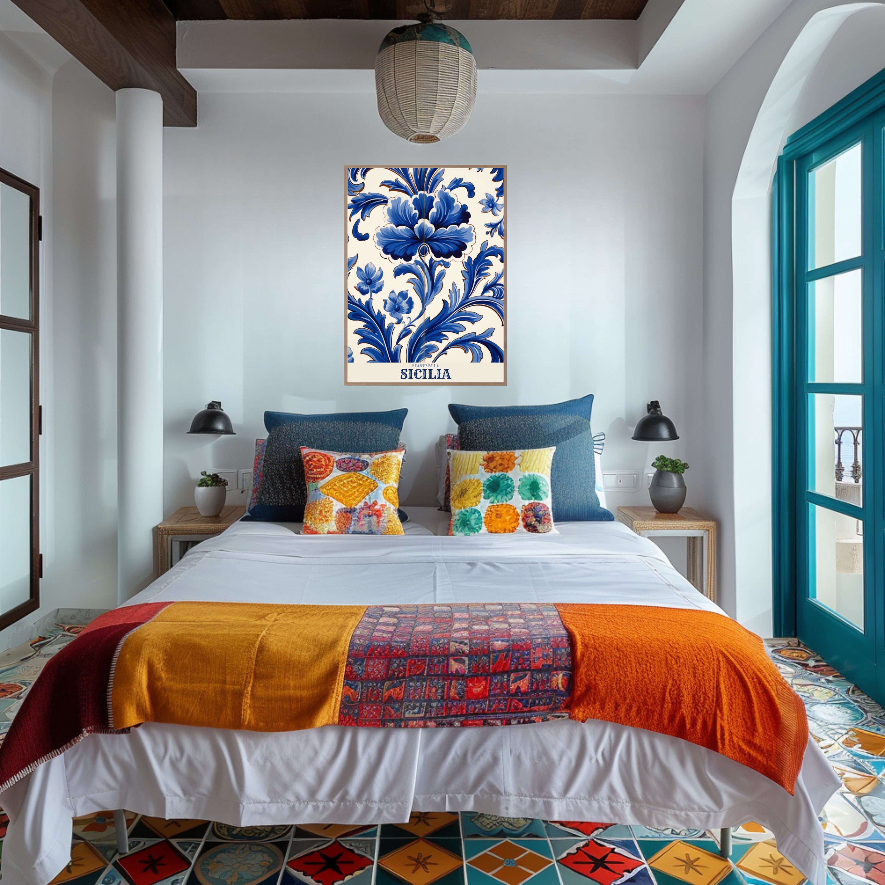 Italy Print Sicilian Tile Mediterranean Print Trendy Posters Wall Art ...