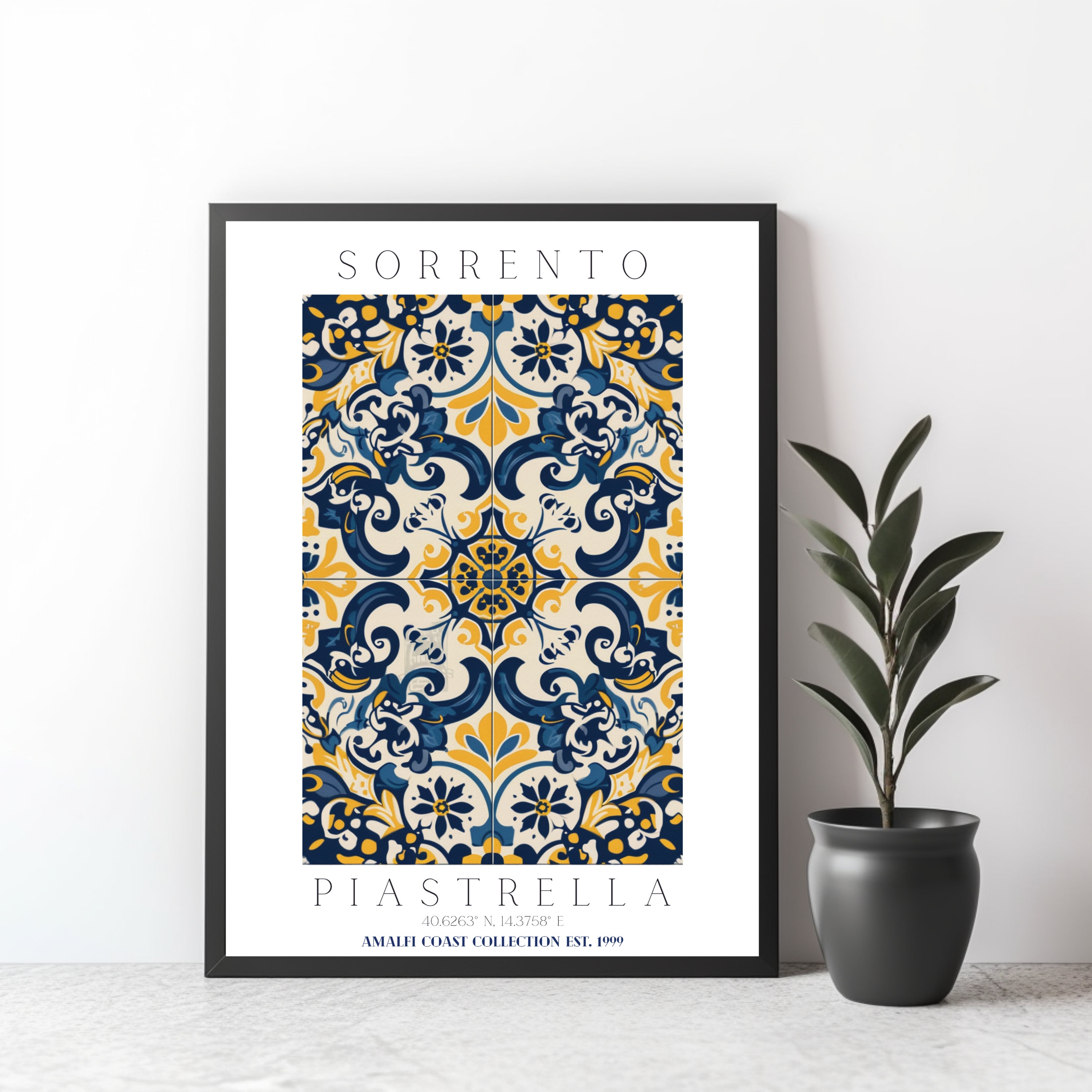 Amalfi Coast Art Italian Tile Poster Mediterranean Print Sorrento Print ...