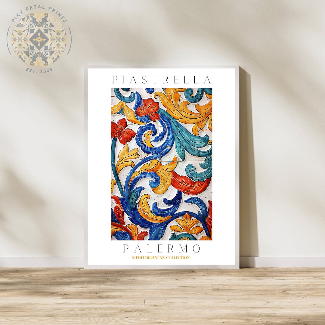 Vintage Floral Print Majolica Print Ornate Wall Art Sicilian Tiles ...