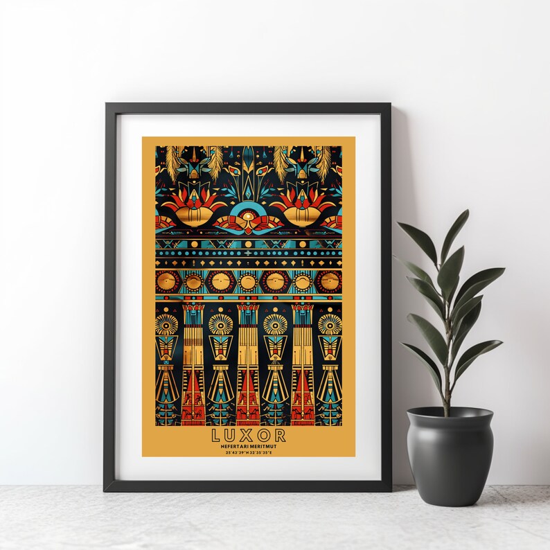 Egypt Print Pattern Art Nouveau Poster Egyptian Print Set of 3 Wall Art ...
