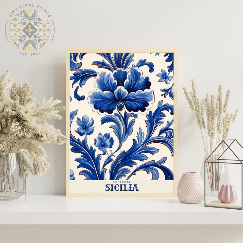 Italy Print Sicilian Tile Mediterranean Print Trendy Posters Wall Art ...