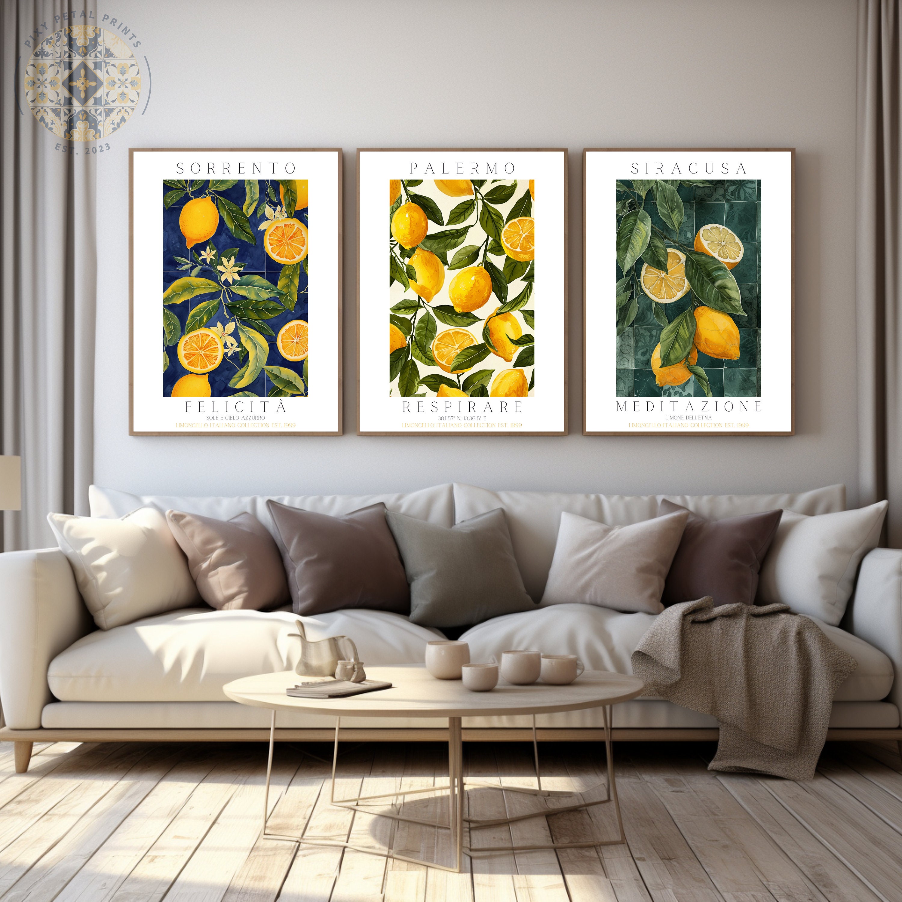 Lemon Poster Kitchen Wall Art Vintage Lemon Print Italian Lemon Fruit ...