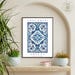 Santorini Wall Art Tile Print Blue and White Prints Greek Tile Poster ...