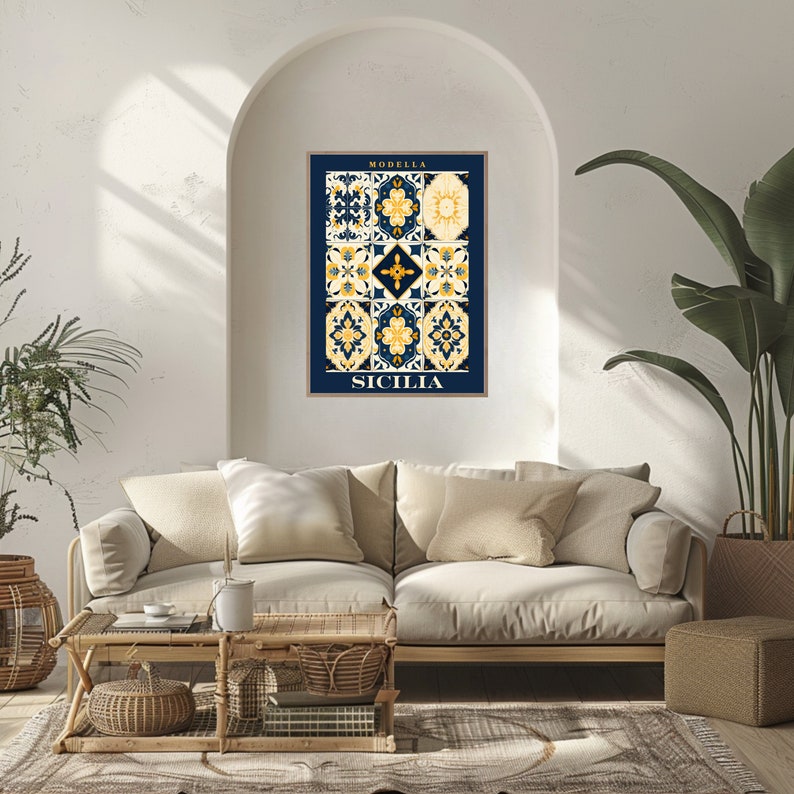 Italy Print Sicilian Tile Mediterranean Print Trendy Posters Wall Art ...