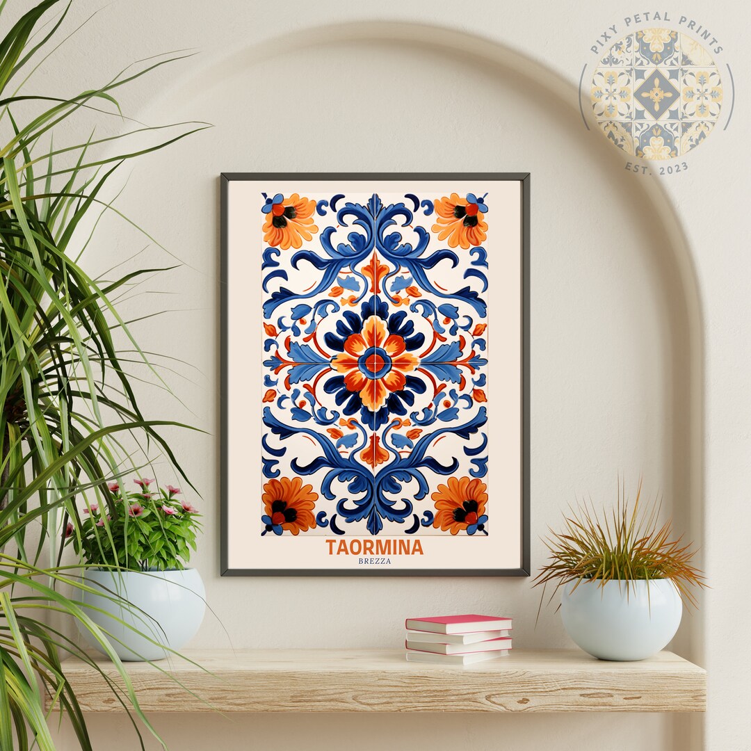 Italy Print Sicilian Tile Mediterranean Print Trendy Posters Wall Art ...