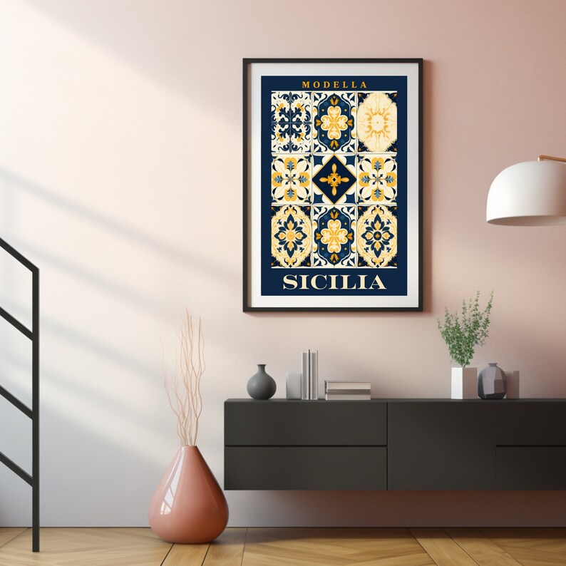 Italy Print Sicilian Tile Mediterranean Print Trendy Posters Set of 3 ...