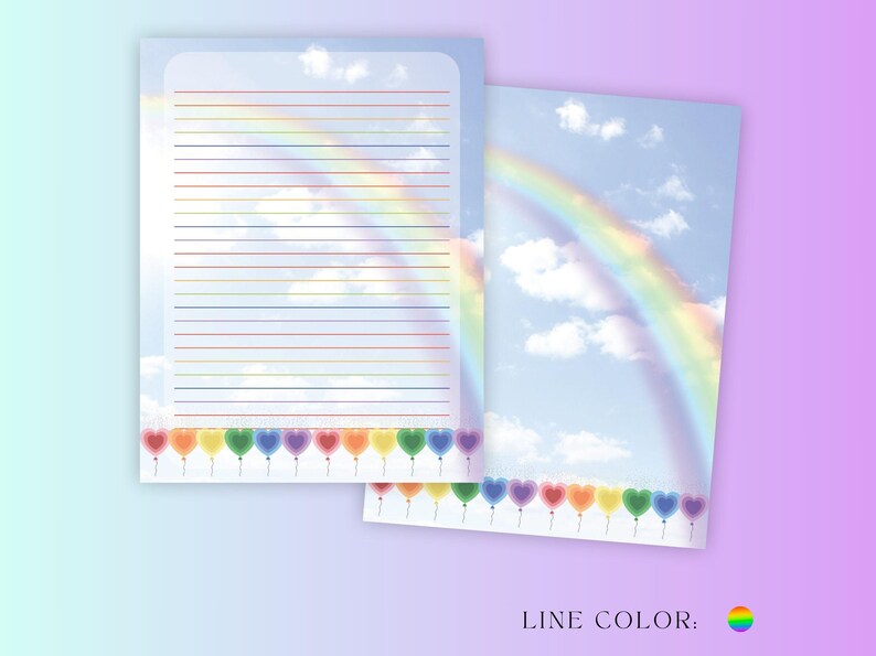 Rainbow Digital Stationery Set | Printable Letter & A4 Paper - Etsy