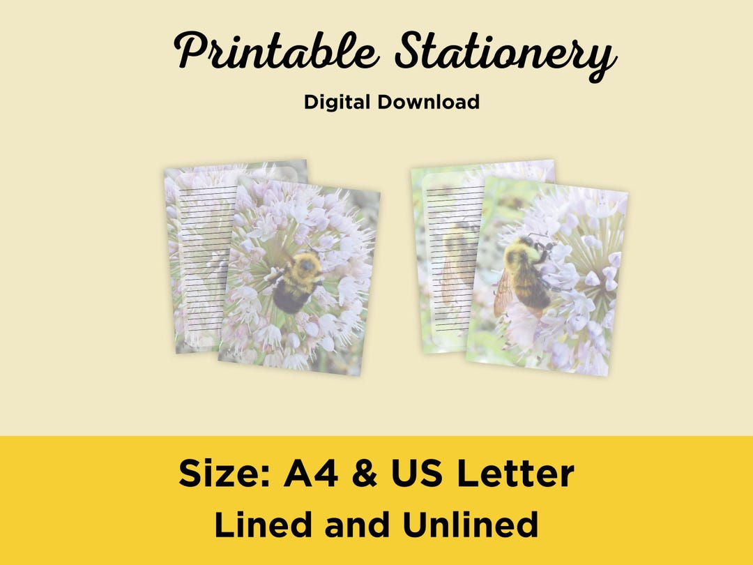 Bumblebee Printable Stationery - Nature-inspired Writing Paper ...