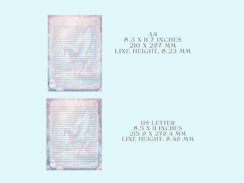 Unicorn Fantasy Stationery - Pastel Dreamscape Writing Paper ...