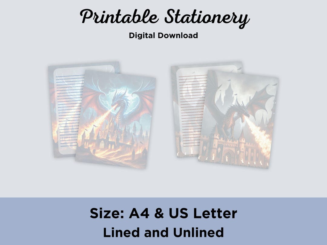Fire-breathing Dragon Stationery | Fantasy Castle Writing Paper ...