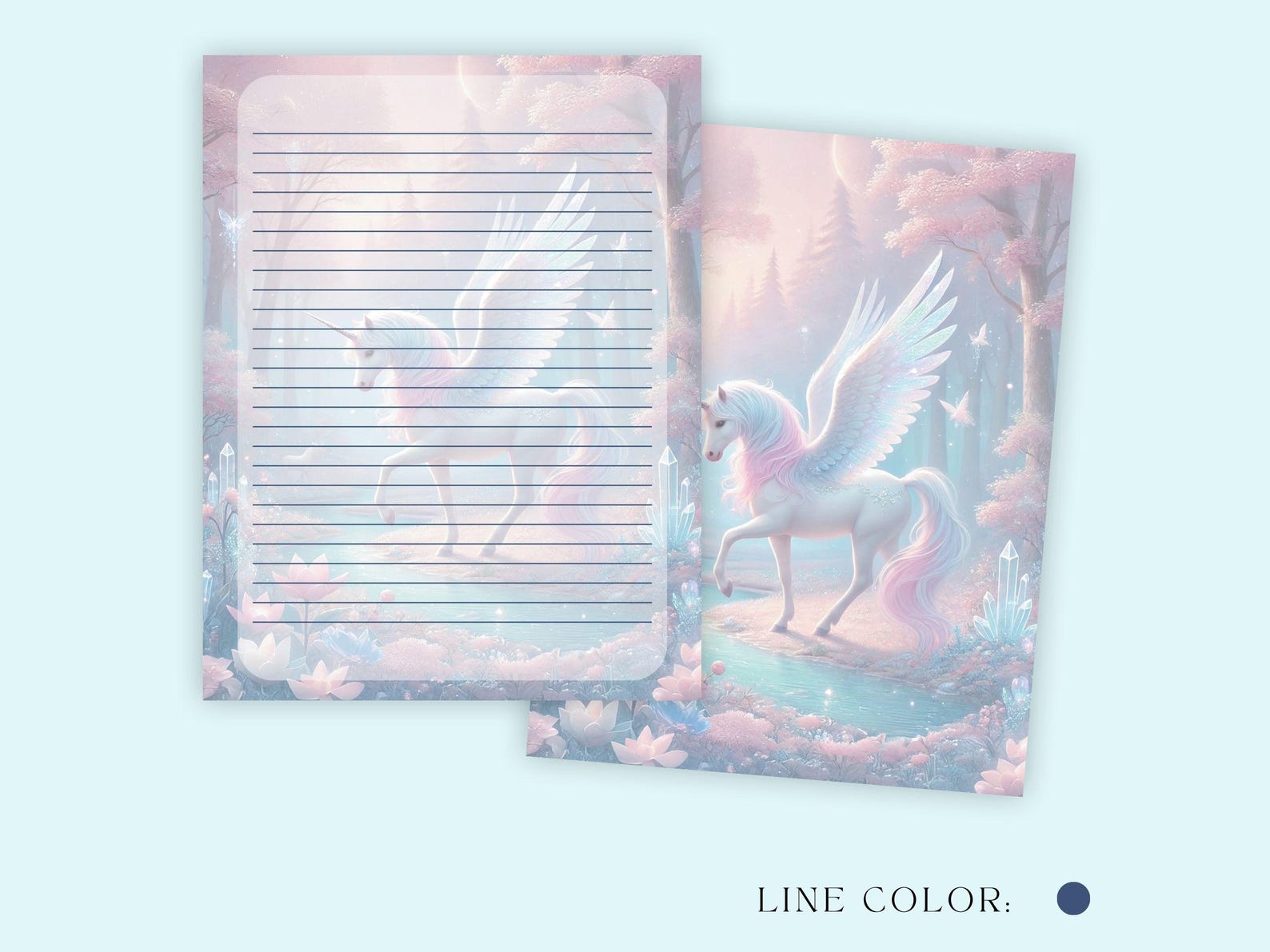 Unicorn Fantasy Stationery - Pastel Dreamscape Writing Paper ...