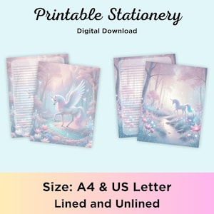 Unicorn Fantasy Stationery - Pastel Dreamscape Writing Paper ...