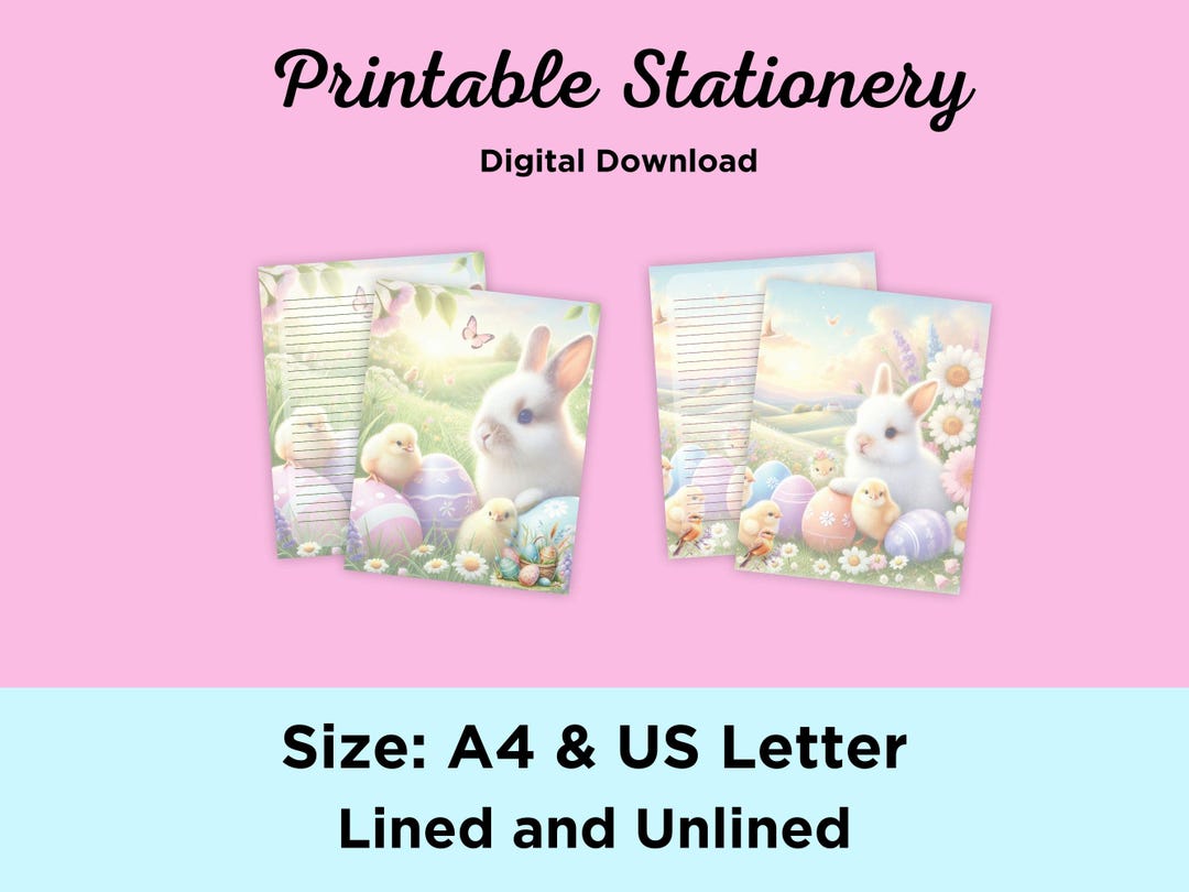 Easter Bunny & Chicks Printable Stationery Set | Pastel Spring Letter ...