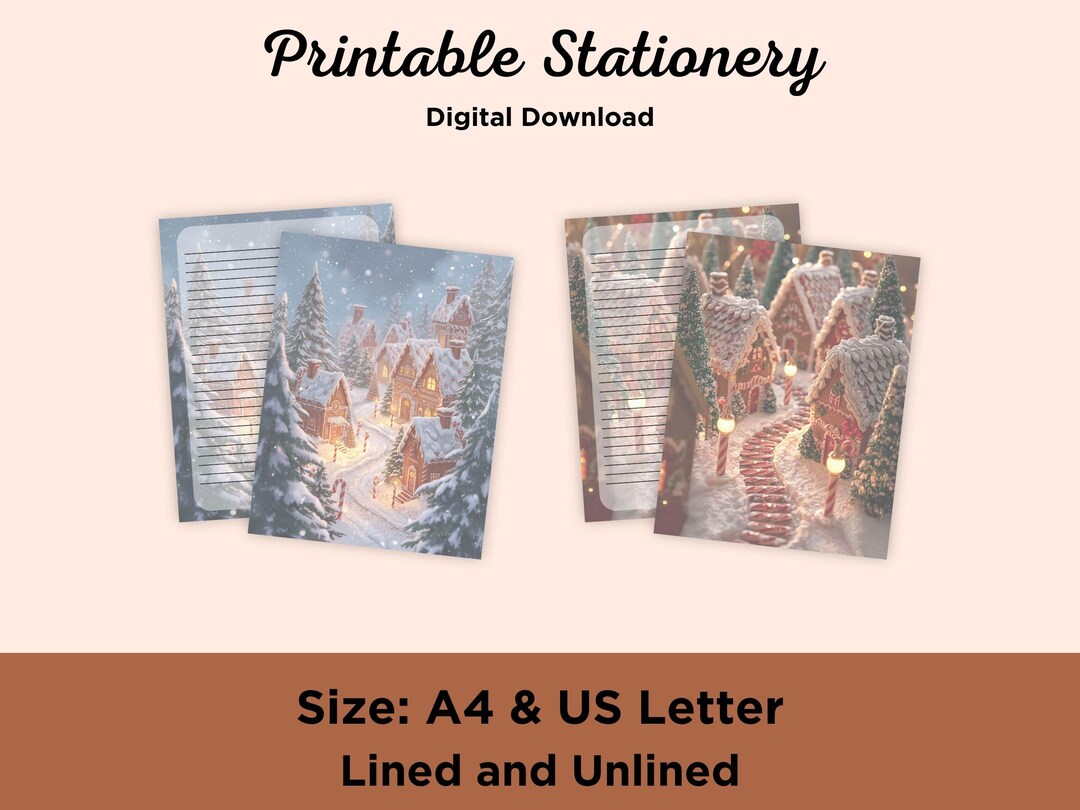 Gingerbread Village Stationery - Printable Christmas Letter Set - Etsy