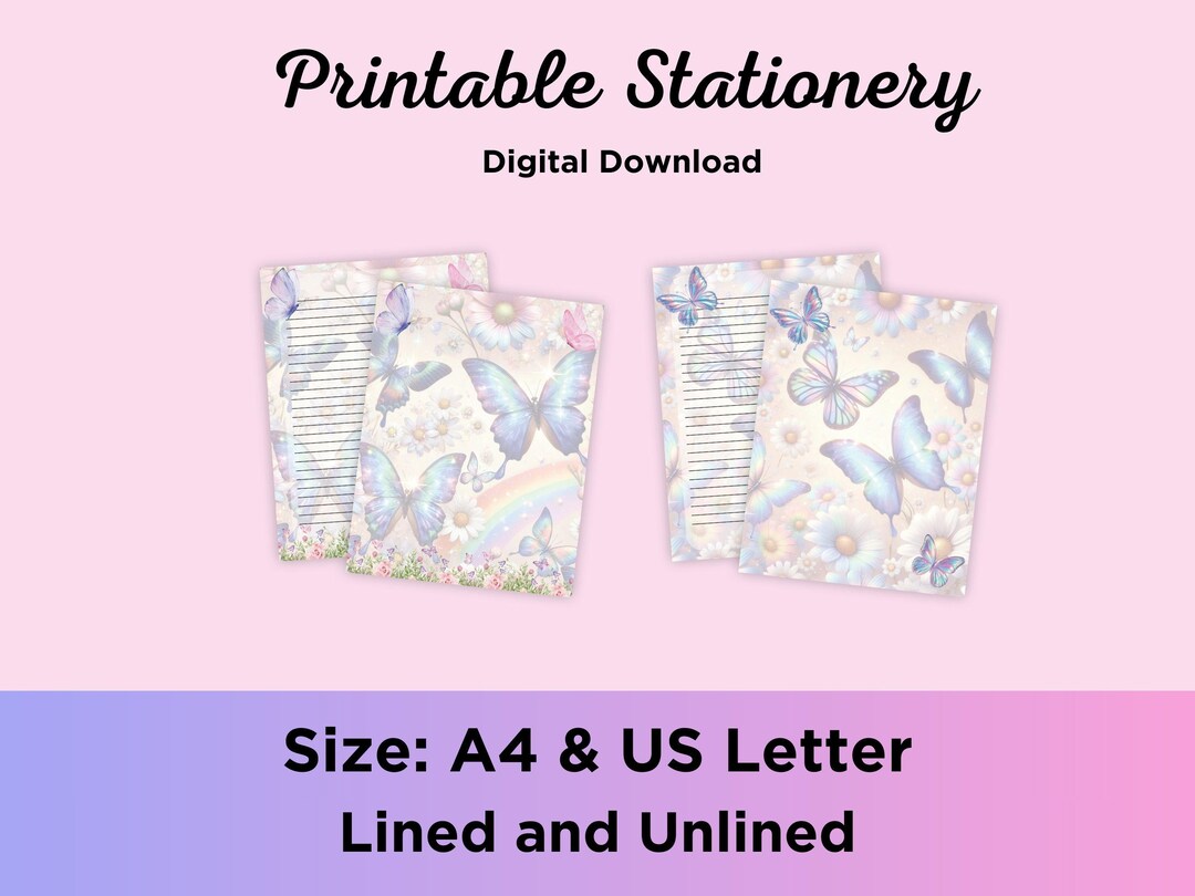 Butterfly Stationery Set - Printable Letter Writing Paper - Digital Download - Etsy