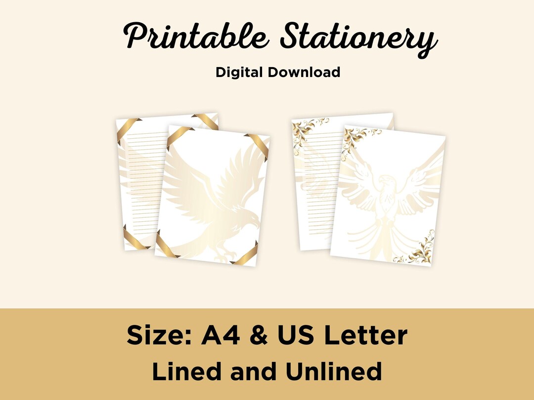 Elegant Golden Eagle Printable Stationery Set | Formal Writing Paper - Etsy