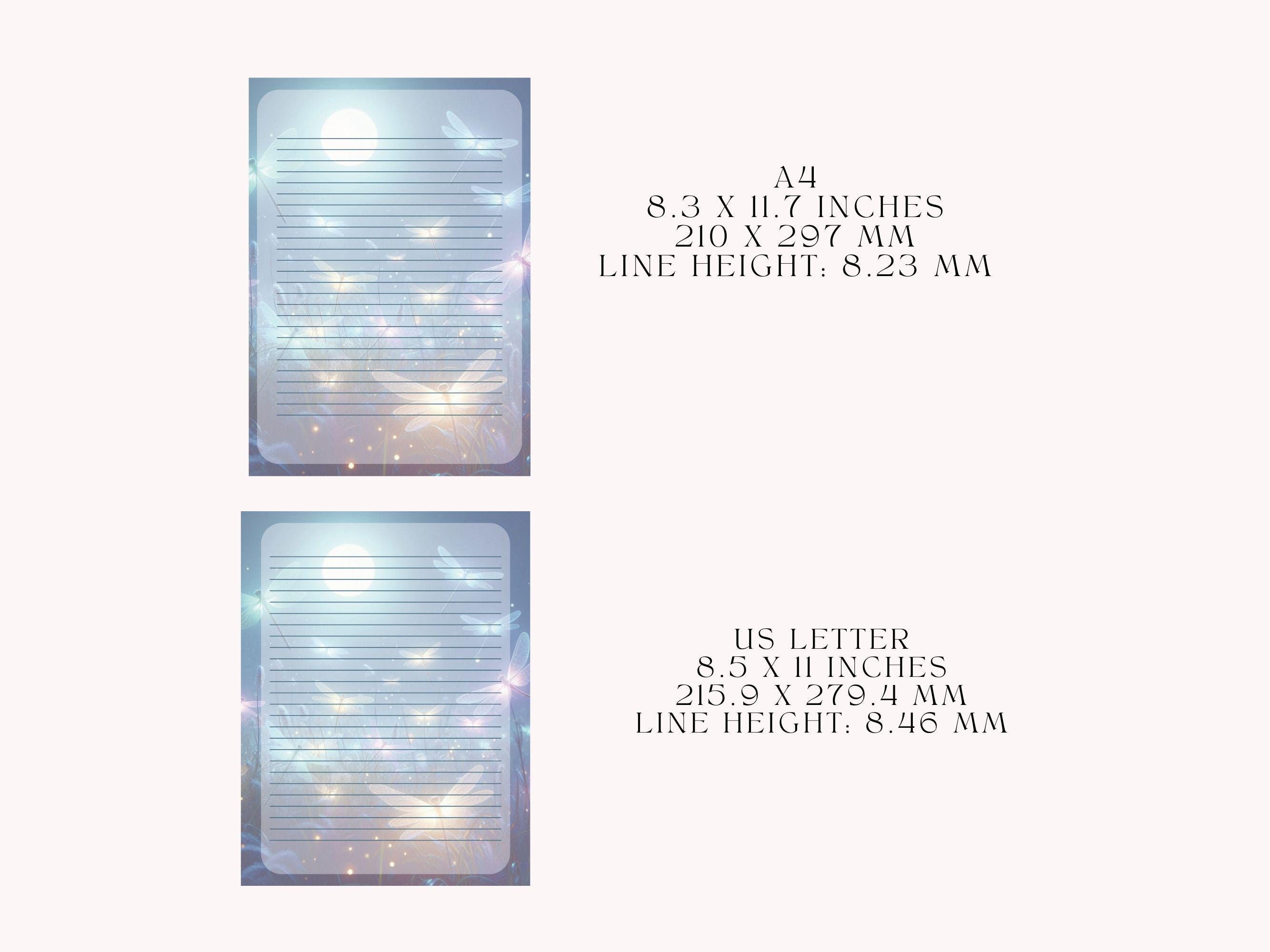 Moonlit Dragonflies Stationery – Printable Writing Paper – Lined ...