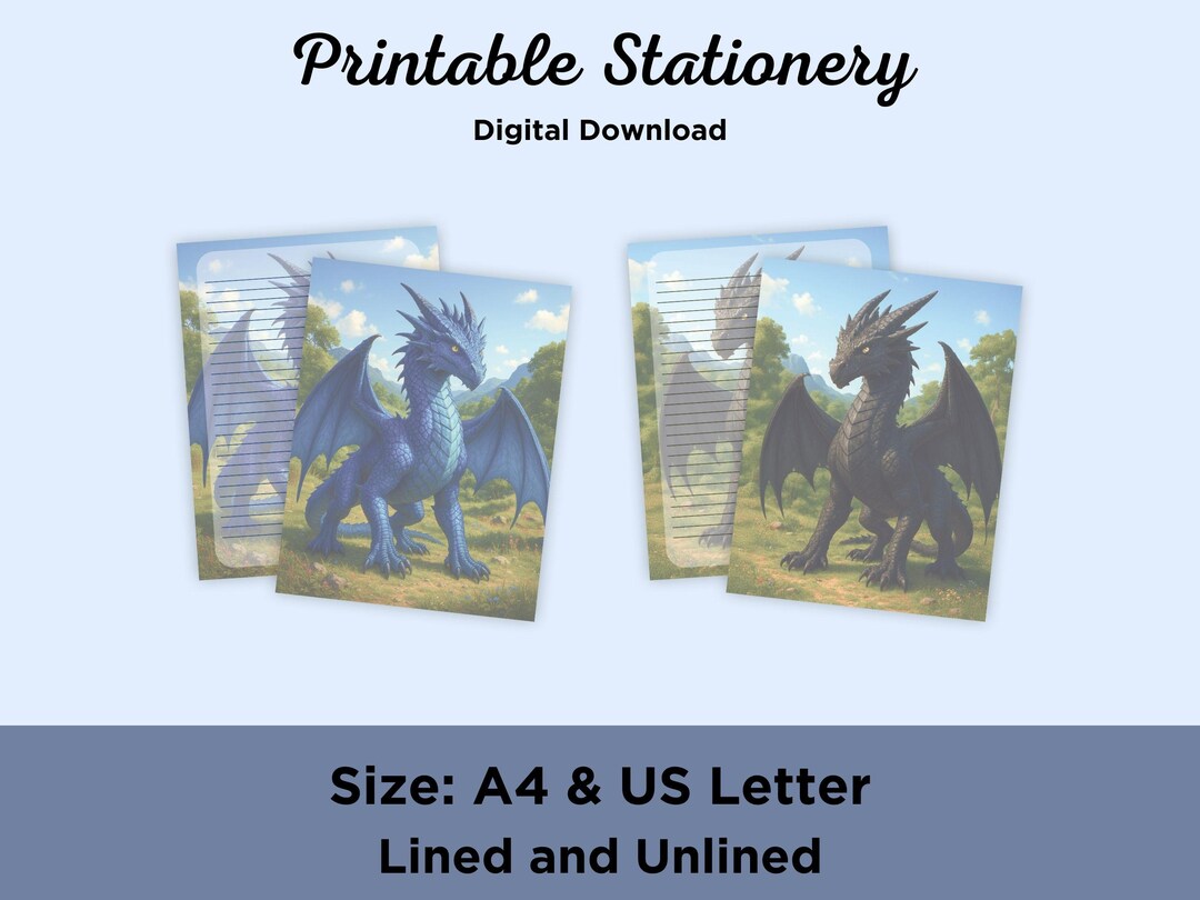 Dragon Stationery - Fantasy Writing Paper - Printable Lined & Unlined ...