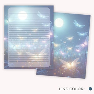 Moonlit Dragonflies Stationery – Printable Writing Paper – Lined ...